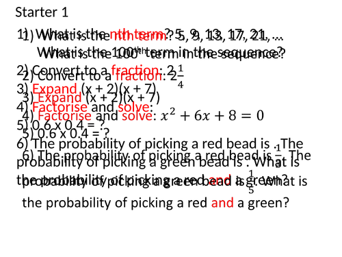 KS4 Maths Starter Questions | Teaching Resources