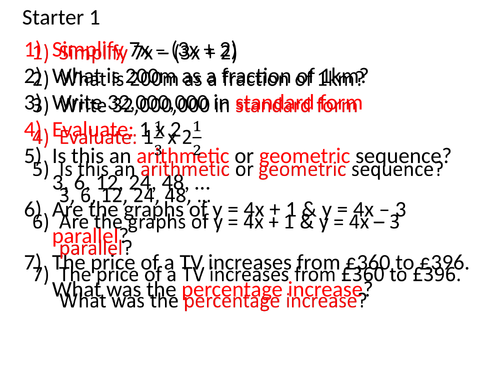 KS4 Maths Starter Questions | Teaching Resources