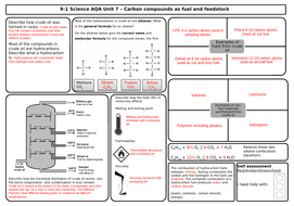 AQA Chemistry Revision Mats/Grids FOUNDATION Unit 7 & 8 Organic ...