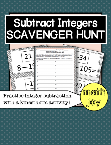 Subtract Integers Scavenger Hunt | Teaching Resources