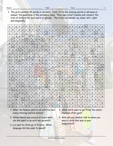 Past Simple-Used To Wacky Trails Worksheet | Teaching Resources