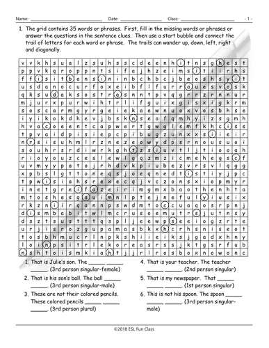 Possessive Pronouns Word Wacky Trails Worksheet | Teaching Resources