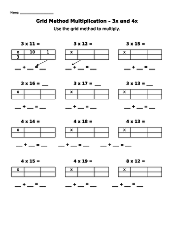 Grid Multiplication Questions & Worksheets | Teaching Resources
