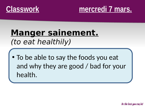 La nourriture et la santé. (Food and health). | Teaching Resources