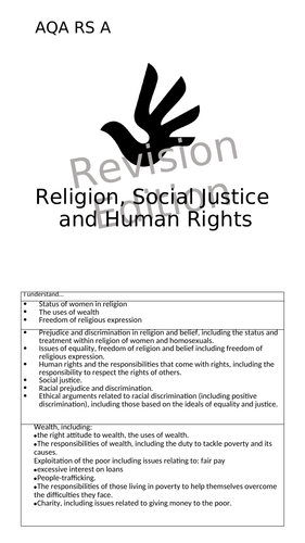 AQA RS A Religion, Social Justice and Human Rights Revision Guide ...