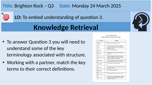 AQA Language Paper 1: Question 3 - Analysing Structure | Teaching Resources