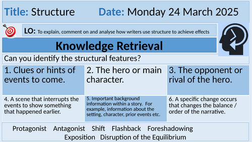 Aqa Language Paper 1 Question 3 Analysing Structure Teaching Resources