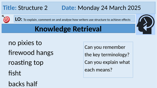 Aqa Language Paper 1 Question 3 Analysing Structure Teaching Resources