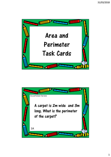 Area and Perimeter Task Cards | Teaching Resources