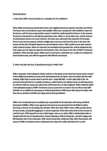 AQA Literature B - Death of a Salesman | Teaching Resources