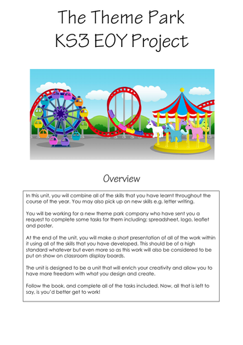 EOY Theme Park Project | Teaching Resources