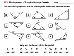 Solving for Missing Angles of Triangles Activity: Math Message Decoder ...