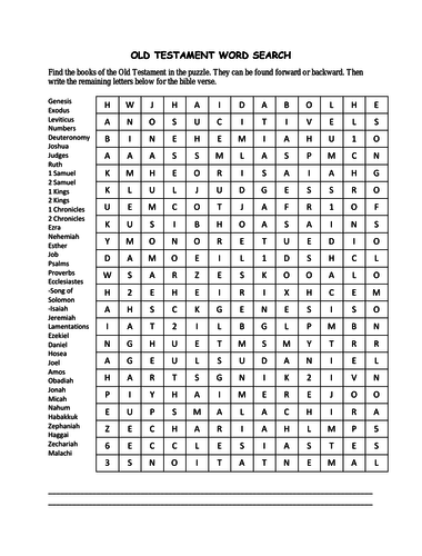 OLD TESTAMENT WORD SEARCH PUZZLE | Teaching Resources