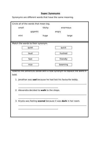 Super Synonyms | Teaching Resources