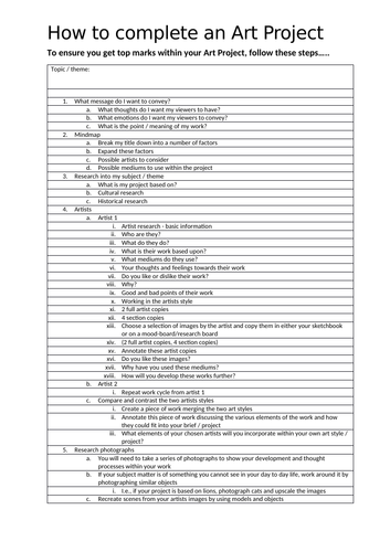 How to complete an Art Project | Teaching Resources