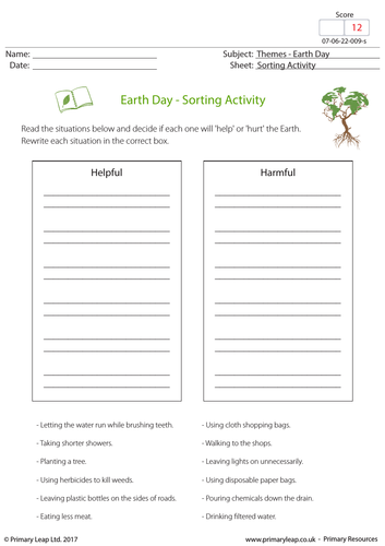 Science Resource: Earth Day - Sorting Activity | Teaching Resources
