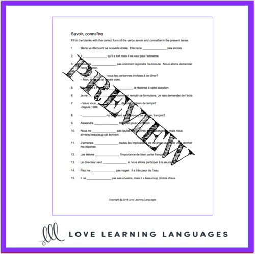 Connaître or Savoir French Worksheet | Teaching Resources