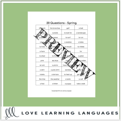 Spring 20 questions games-No prep speaking, listening and describing ...