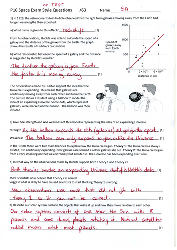 space summaries and questions for AQA GCSE physics | Teaching Resources