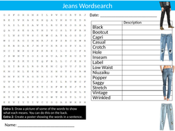 Jeans Wordsearch Sheet Starter Activity Keywords Cover Textiles ...