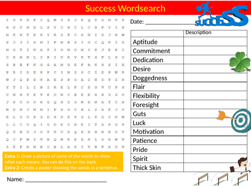 Success Wordsearch Sheet Starter Activity Keywords Cover PSHE Emotions ...