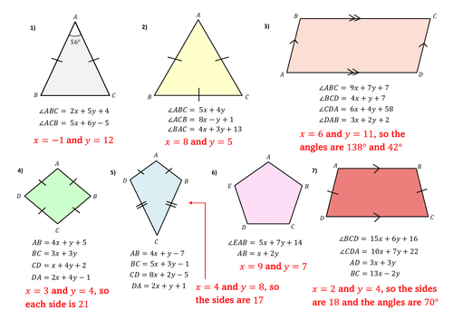 Simultaneous Equations in Geometrical Problems | Teaching Resources