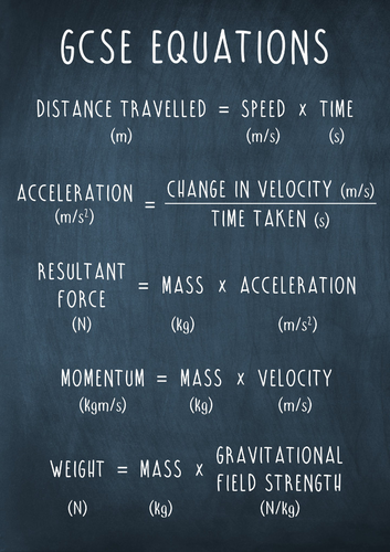 GCSE Physics Equations Posters (low-res version for students' phones ...
