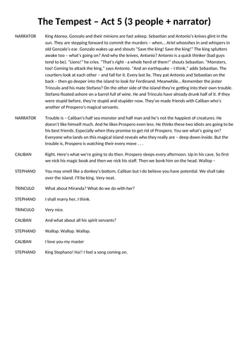 The Tempest - English unit 3/4 | Teaching Resources