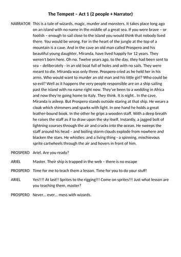 The Tempest - English unit 3/4 | Teaching Resources