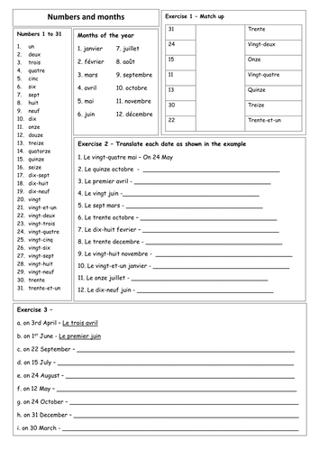 KS2/3 French - Seven resources on numbers, dates and birthdays ...