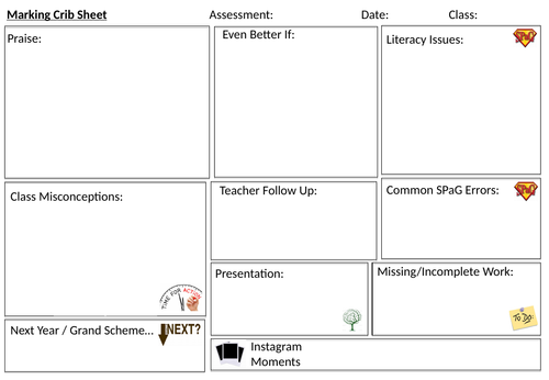 Marking Crib Sheet (Whole Class) | Teaching Resources Marking Crib Sheet (Whole Class) | Teaching Resources