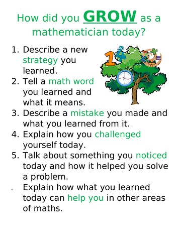 'How did you GROW as a mathematician?' display poster for maths ...