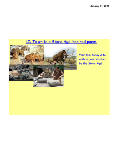 Poetry linked to Stone Age (2 week unit) | Teaching Resources