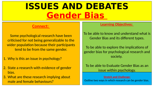 Issues And Debates Gender Bias For New Aqa Psychology Specification