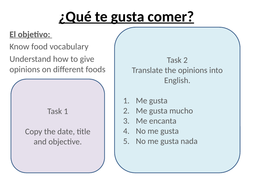 Que te gusta comer? - Opinions on foods | Teaching Resources