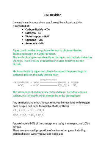 aqa gcse 9-1 chemistry revision pack: C13 | Teaching Resources