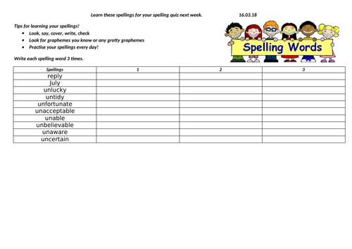 Spelling lists year 2 for 5 weeks differentiated | Teaching Resources