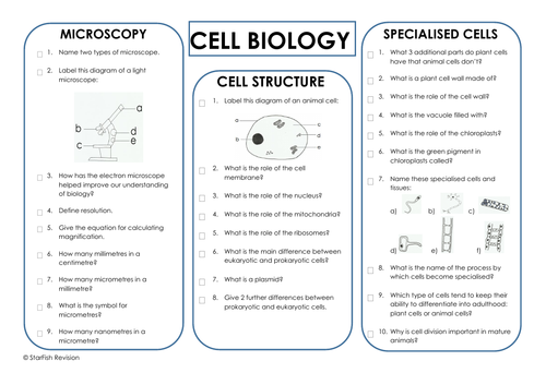 AQA Biology 9-1 GCSE Revision: CELL BIOLOGY | Teaching Resources