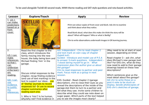 UKS2 Skellig English, reading, guided reading unit of work | Teaching ...