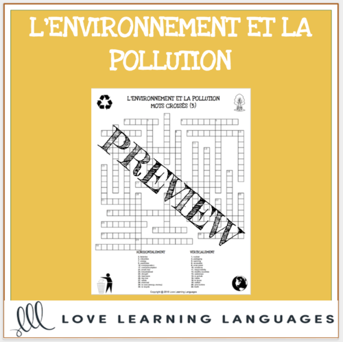 L'environnement - French crossword puzzles - Le Jour de la Terre ...
