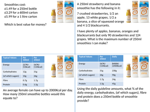SSDD Smoothie Problem - best buy, % and proportion | Teaching Resources