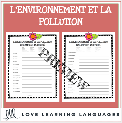 L'environnement - French scrambled words - Le Jour de la Terre - Earth ...