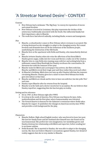 A Streetcar Named Desire- BOOKLET | Teaching Resources