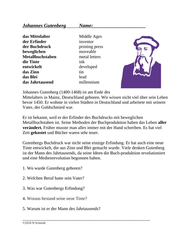 Johannes Gutenberg German Biography on Inventor of Printing Press ...