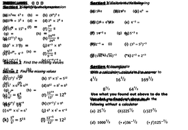 Index Laws worksheet | Teaching Resources