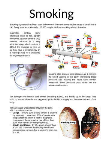 KS3 Smoking, Asthma and Gas Exchange | Teaching Resources