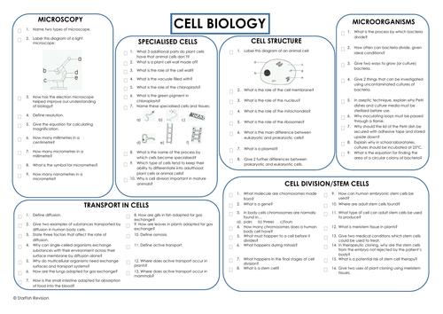 AQA Biology GCSE 9-1 Revision Mat: CELL BIOLOGY | Teaching Resources