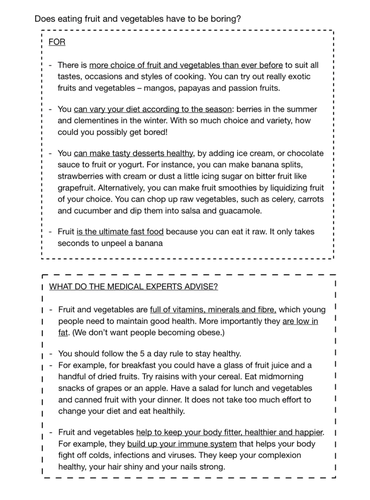 Practise Writing A Balanced Argument: Young People Eat Too Much Fast ...