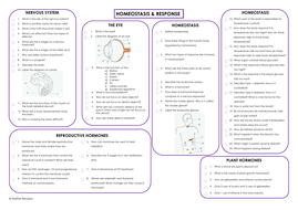 AQA Biology GCSE 9-1 Revision Mat: HOMEOSTASIS & RESPONSE | Teaching ...