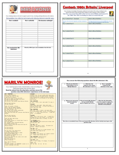 Blood Brothers Comprehension Activities Booklet! | Teaching Resources